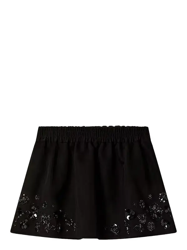 GOLDEN GOOSE Floral Sequined Cotton Blend Midi Skirt - Black
