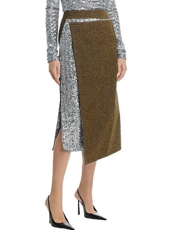 Rabanne Tweed Sequin Long Skirt - Blackcombo
