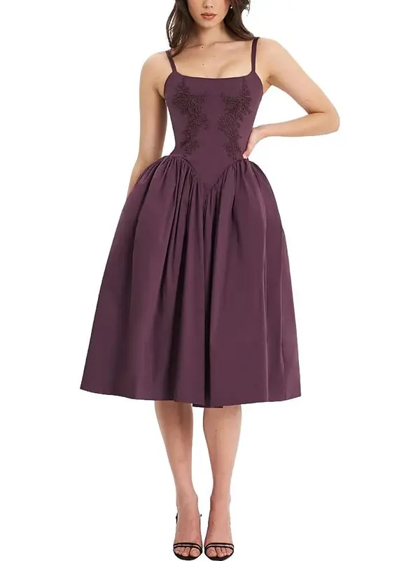 MISS CIRCLE Oakleigh Lace-up Back Midi Dress - Blackberry Purple