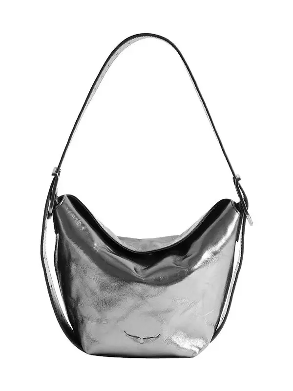 Zadig&Voltaire Baby Jane Vintage Metallic Leather Convertible Crossbody - Gun