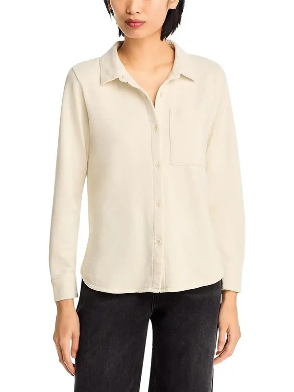 Eileen Fisher Garment Dyed Terry Classic Collar Shirt - Bone