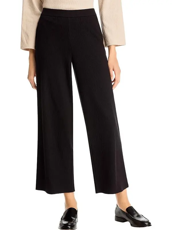 Eileen Fisher Crinkled Jersey Ankle Pants - Black