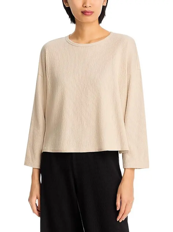 Eileen Fisher Crinkled Jersey Bracelet Sleeve Top - Parus