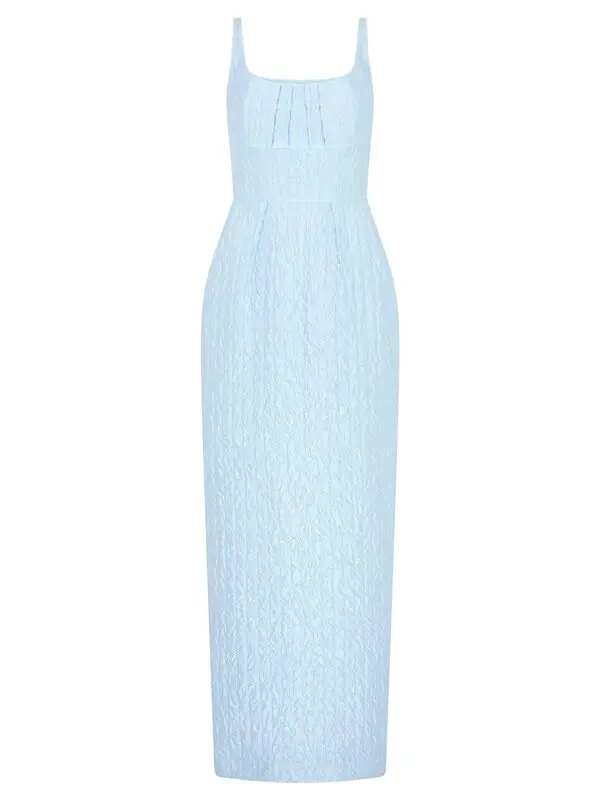 EMILIA WICKSTEAD Sharon Seersucker Column Dress - Blue