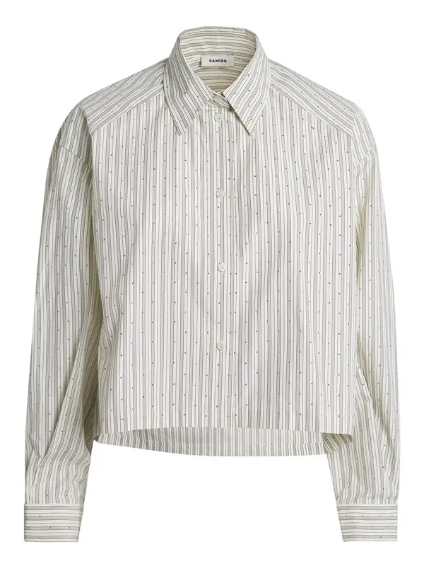 Sandro Rhinestone-embellished Stripe Shirt - Beige