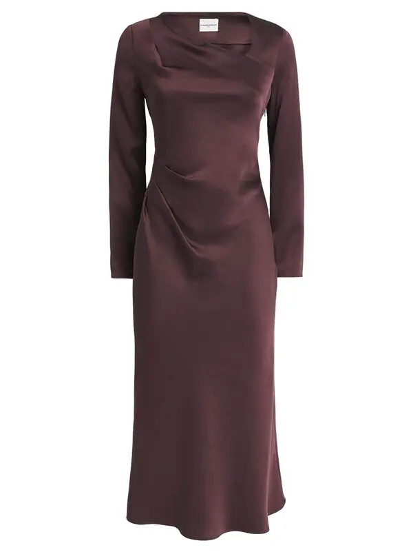 Claudie Pierlot Satin Asymmetric Midi Dress - Purple