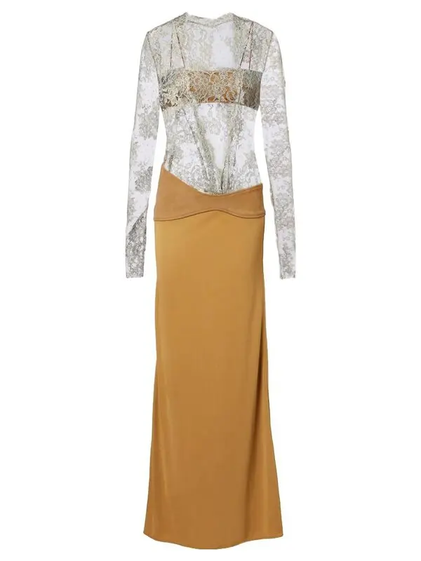 Christopher Esber Sèpienne Lace And Suede Gown - Multicoloured
