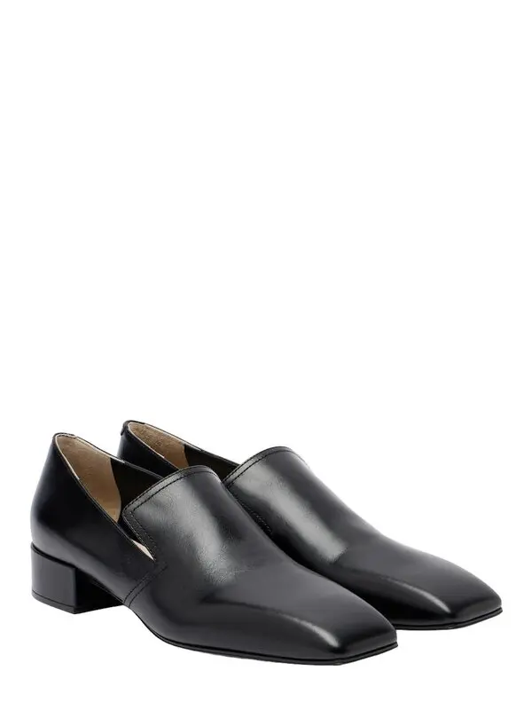 CHRISTEN Classic Square Leather Loafers - Black