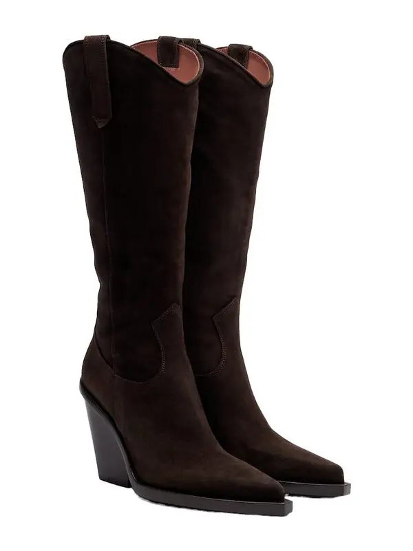 Paris Texas Vegas 100 Suede Cowboy Boots - Brown