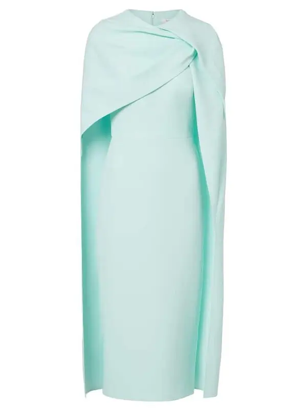 Safiyaa Oria Caped Crêpe Midi Dress - Green