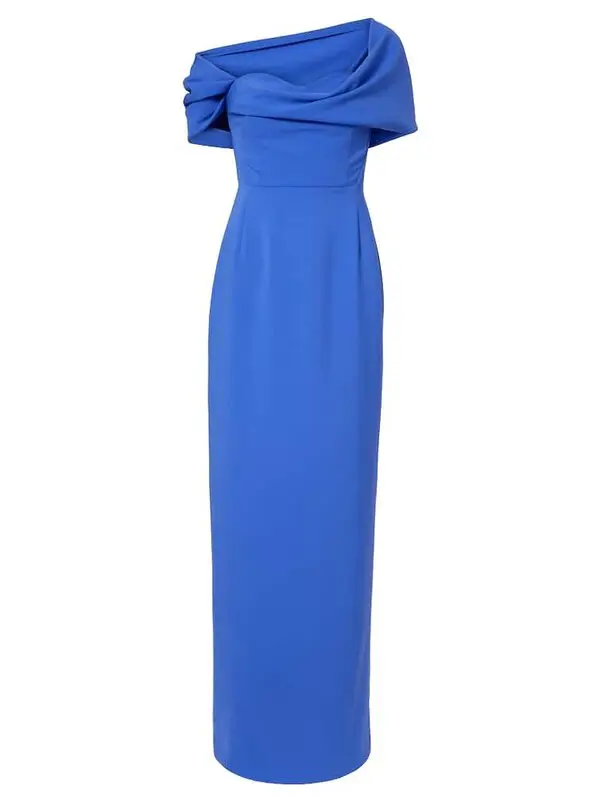 Carolina Herrera Draped Off-shoulder Crêpe Gown - Blue