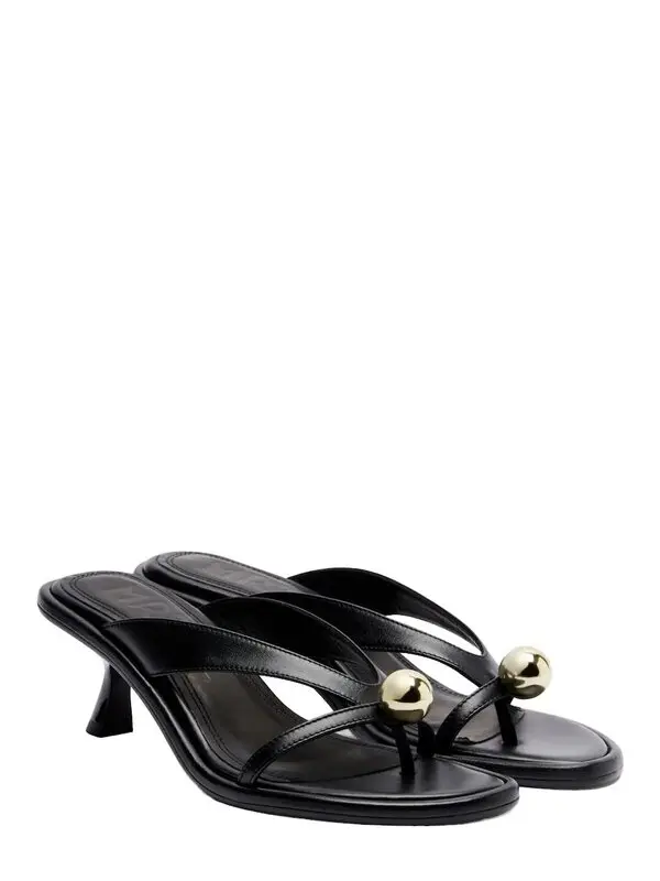 SOULIERS MARTINEZ Estela Leather Thong Sandals - Black