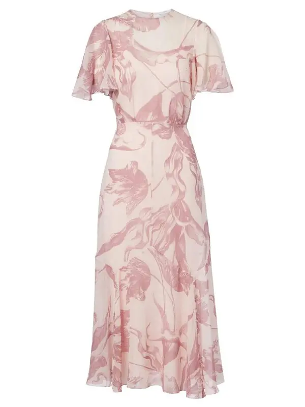 Erdem Printed Silk Midi Dress - Pink