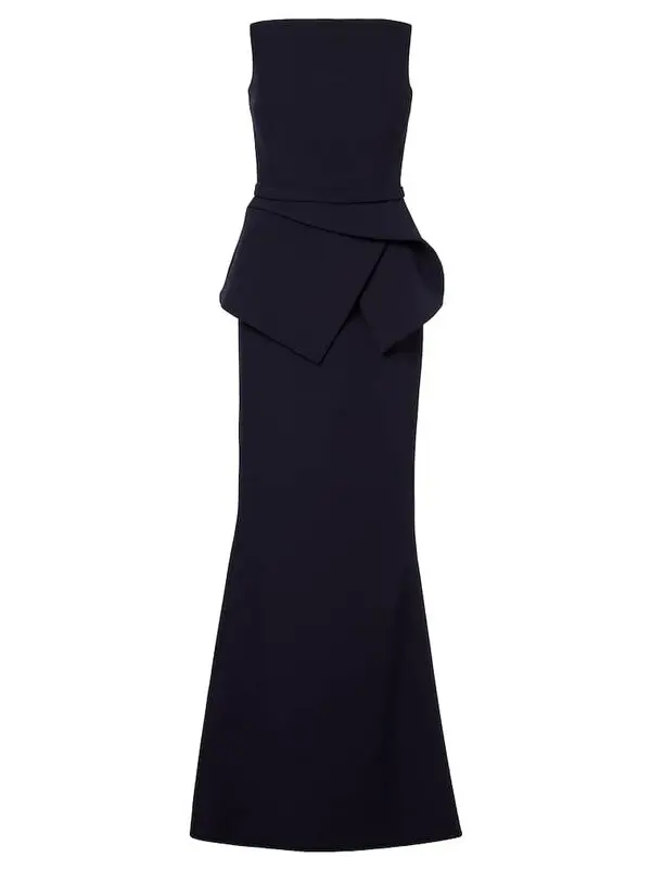 Safiyaa Carter Crêpe Bustier Gown - Blue