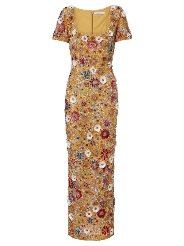 Rachel Gilbert Francesca Embellished Gown - Gold