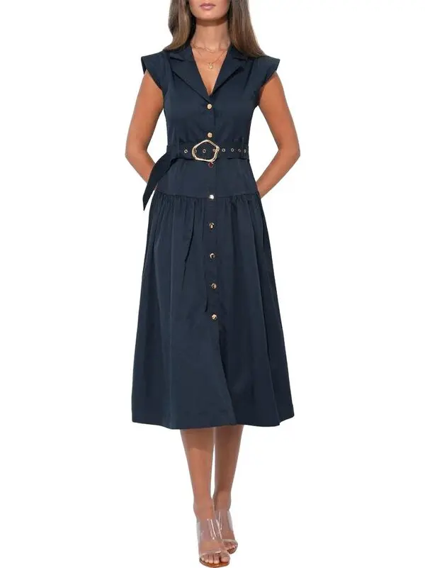 Adelyn Rae Olivia Shirt Dress - Dark Navy