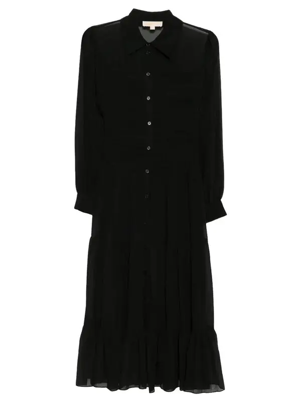 Michael Kors Smocked Shirt Dress - Black