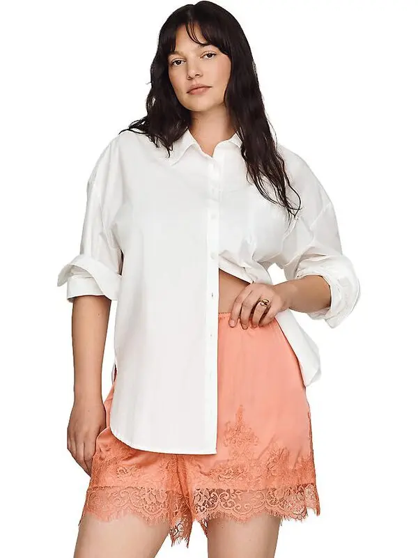 LYREBIRD Heirloom Lace-trim Satin Shorts - Coral
