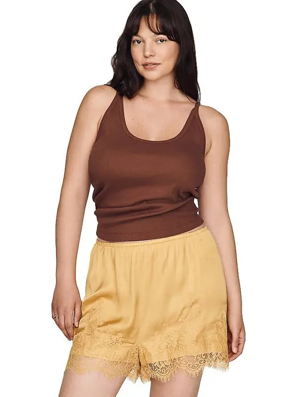 LYREBIRD Heirloom Lace-trim Satin Shorts - Gold