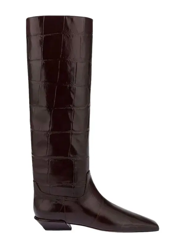 Paris Texas Croc-embossed Leather Boots - Black