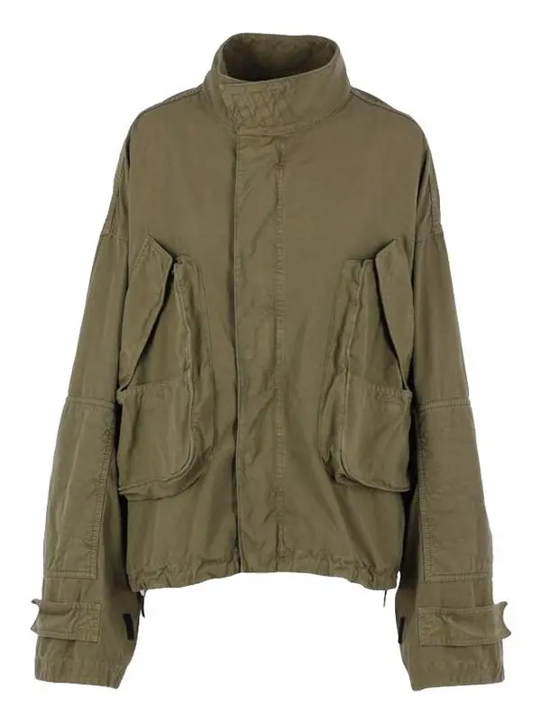 Attico Oversized Bomber Jacket - Military Green