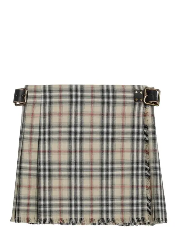 Burberry Mini Kilt With Check Pattern - Beige