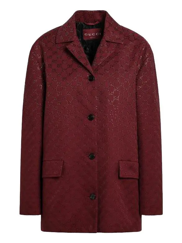 Gucci Gg-fabric Jacket With Crystals - Red
