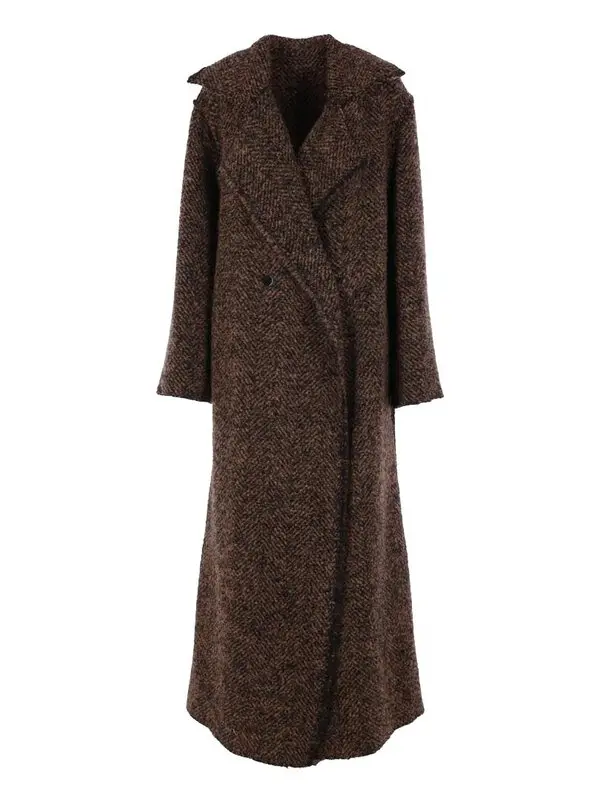 Alberta Ferretti Double-breasted Bouclé Coat - Brown Pattern