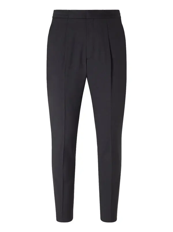 Officine Générale Drew Tapered Pleated Wool-twill Trousers - Black