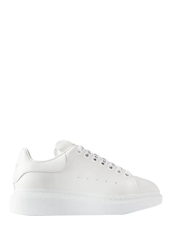 Alexander McQueen Leather Exaggerated-sole Sneakers - White