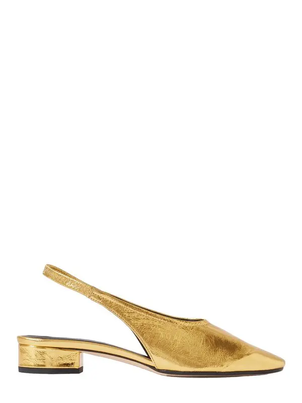 AeydĒ Dua Metallic Crinkled-leather Slingback Pumps - Gold