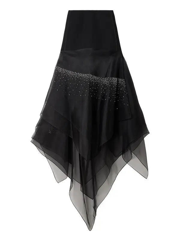 Maticevski Asymmetric Crepe And Bead-embellished Silk Skirt - Black