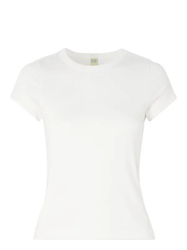 FLORE FLORE Ribbed Organic Cotton-jersey T-shirt - White