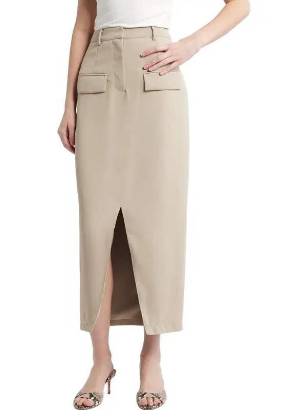 Oddmuse Tailored Midi Trouser Skirt - Taupe