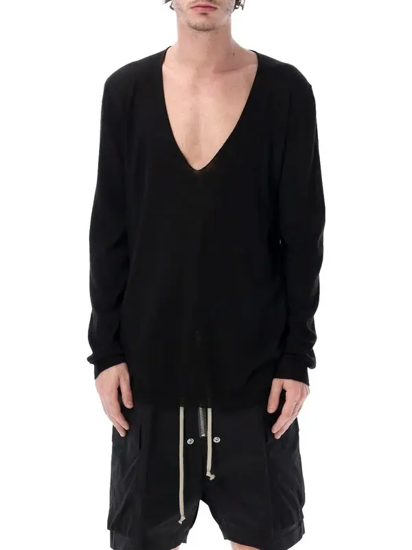 Rick Owens Oversized V-neck Pullover - Black