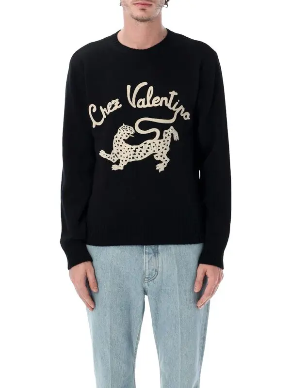 Valentino Garavani Embroidered Wool Jumper - Black