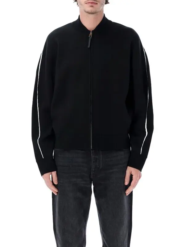 Givenchy Logo Knit Zip-up Jacket - Black