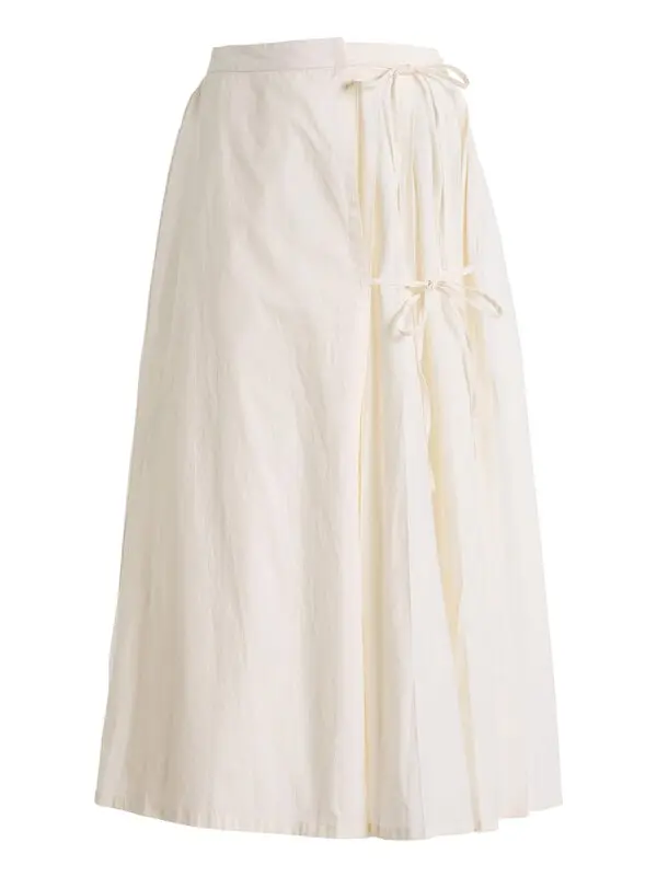 MARLIES GRACE Lou Lou Pleated Cotton Midi Skirt - White