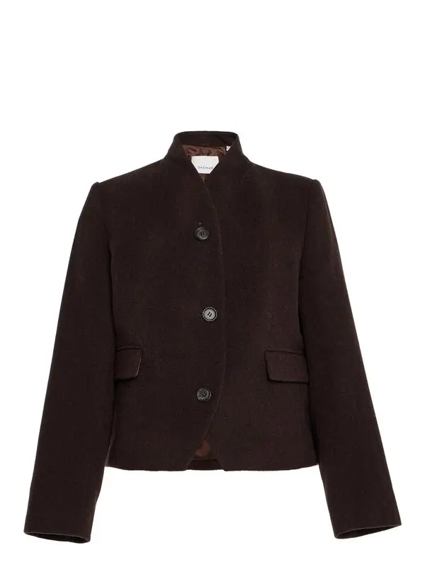 HOUSE OF DAGMAR Short Curved Wool-blend Jacket - Brown