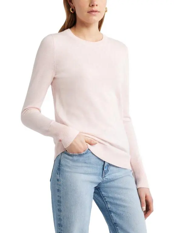 Caslon Merino Wool Blend Crewneck Sweater - Pink Fresco