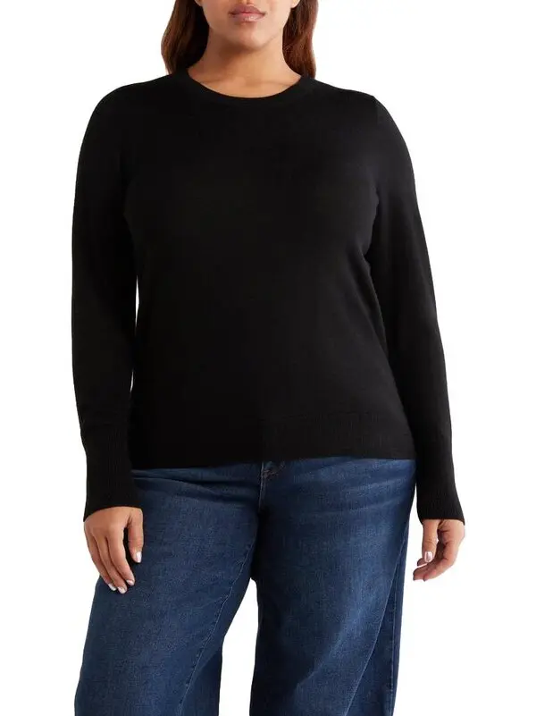 Caslon Crewneck Long-sleeve Sweater - Black
