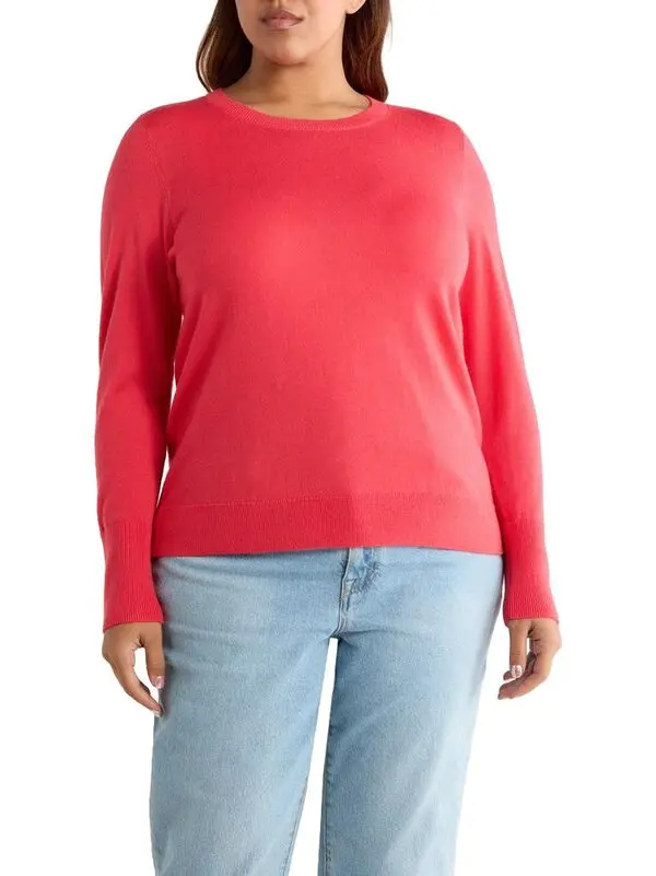 Caslon Crewneck Long-sleeve Sweater - Red Geranium