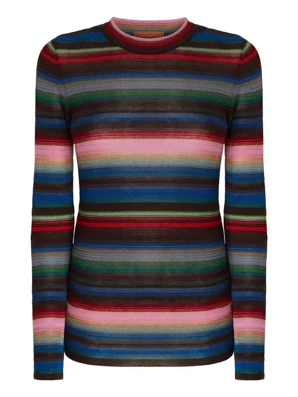 Missoni Crewneck Striped Knit Sweater - Pink