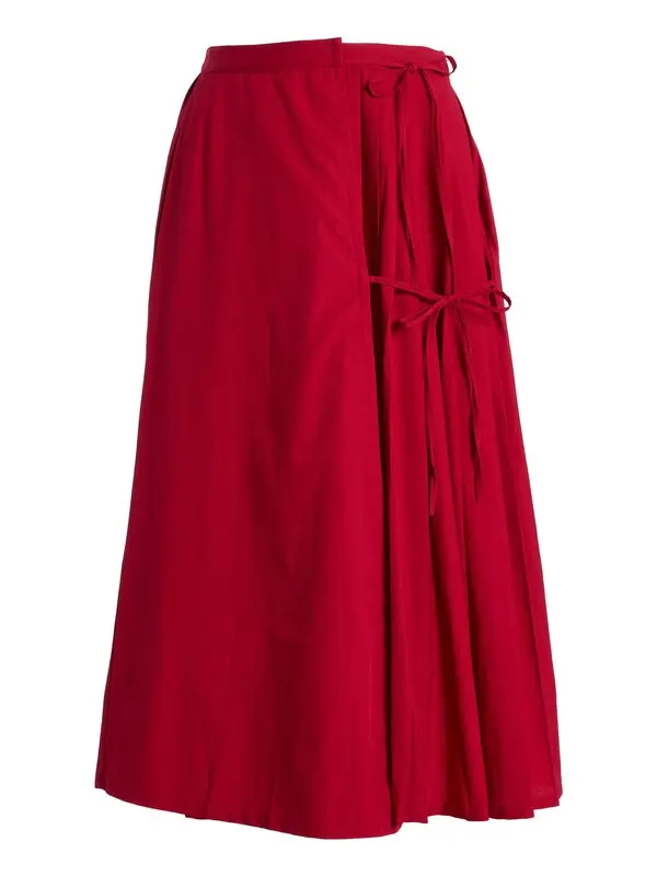MARLIES GRACE Lou Lou Pleated Cotton Midi Skirt - Red