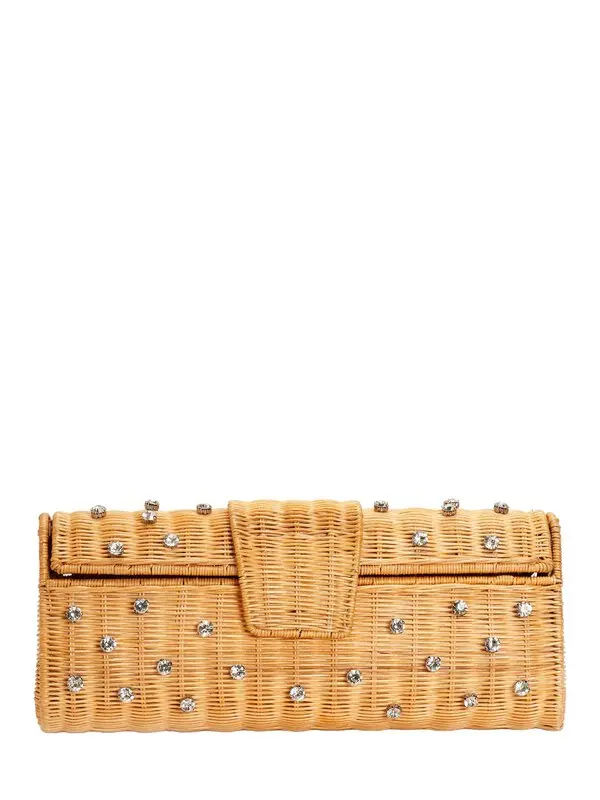 Emm Kuo Paloma Crystal-embellished Wicker Clutch - Nude