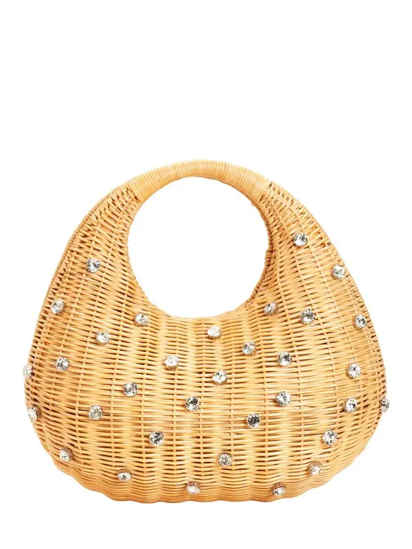 Emm Kuo Hudson Crystal-embellished Wicker Bag - Nude