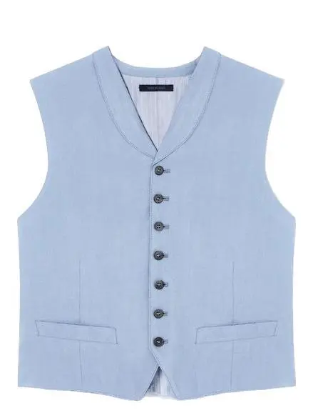 Giorgio Armani Single-breasted Washed Silk Blend Waistcoat - Blue