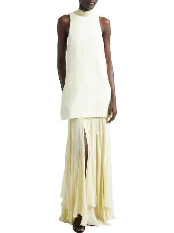 Brandon Maxwell The Leonie Layered Crepe & Silk Chiffon Dress - Lemon Ice