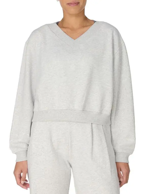 Sweaty Betty Organic Cotton Blend Crop Sweatshirt - Ice Grey Marl