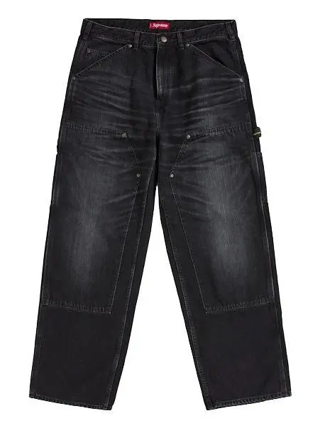 Supreme Worn Double Knee Denim Painter Jean - Washed Black